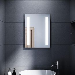 Badezimmerspiegel Badspiegel led Beleuchtung Wandspiegel kaltweiß licht Wandschalter Energiesparende IP44 45x60cm - Sonni