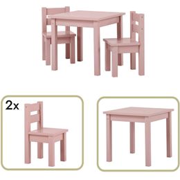 Hoppekids Kindersitzgruppe MADS Kindersitzgruppe, (Set, 3-tlg., 1 Tisch, 2 Stühle), in vielen Farben, mit zwei Stühlen, rosa