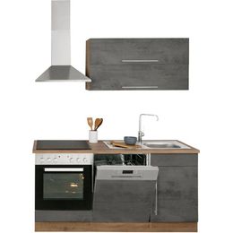 Kochstation Küchenzeile KS-Samos, mit E-Geräten, Breite 170 cm, grau