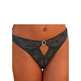 Lascana High-Waist-String aus dezent transparenter Spitze, blau