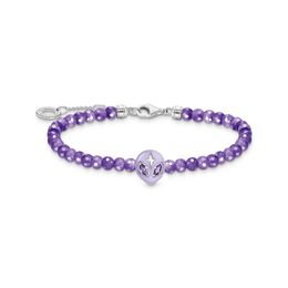 Thomas Sabo Armband Beads mit Alienkopf und violetter Kaltemaille Silber