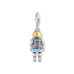 Thomas Sabo Charm-Anhänger Astronaut mit bunten Steinen Silber geschwärzt