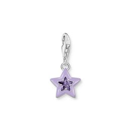 Thomas Sabo Charm-Anhänger Stern mit violetten Steinen und Kaltemaille Silber