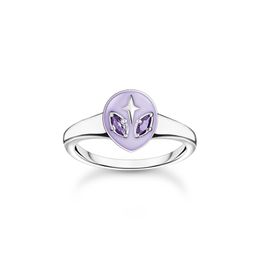 Thomas Sabo Ring Alienkopf mit Kaltemaille und violetten Steinen Silber