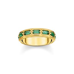 Thomas Sabo Ring Krokodilpanzer mit smaragdgrünen Steinen vergoldet