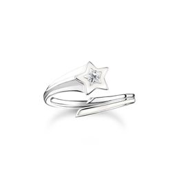 Thomas Sabo Ring Stern mit weißen Steinen und weißer Kaltemaille Silber
