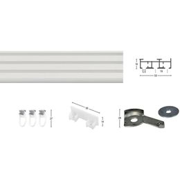 Gardinenschiene Flächenvorhangschiene Compact, Garesa, 3-läufig, Wunschmaßlänge, mit Bohren, verschraubt, Aluminium, Kunststoff, für Paneele oder Vorhänge mit Gleiter, verlängerbar, weiß