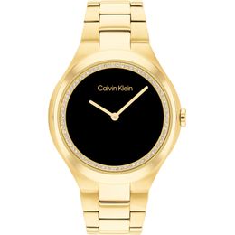 Quarzuhr Calvin Klein "TIMELESS, 25200367" Armbanduhren goldfarben Damen Quarzuhren Armbanduhr, Damenuhr, Mineralglas, Glaskristalle