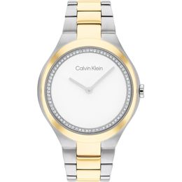 Quarzuhr Calvin Klein "TIMELESS, 25200366" Armbanduhren goldfarben (silberfarben, goldfarben) Damen Quarzuhren Armbanduhr, Damenuhr, Mineralglas, Glaskristalle, bicolor