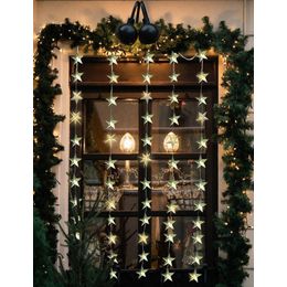 Star-Max Lichtervorhang Weihnachtsdeko aussen, 60-flammig, LED-Tür-Vorhang, weiß