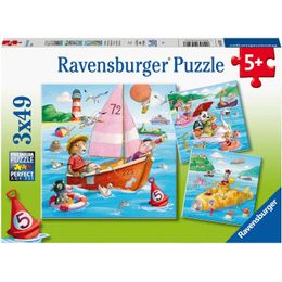 Ravensburger Puzzle 3x49, Auf dem Wasser, 147 Puzzleteile, Made in Europe; FSC®- schützt Wald - weltweit, bunt