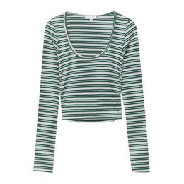 Pull&Bear Pull&Bear Shirt Damen Größe L kitt / graumeliert / dunkelgrün / weiß