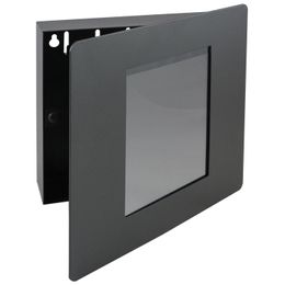 HMF Schlüsselkasten Schlüsselbox mit Fotorahmen für 11 x 15 cm Bild und 5 Haken, individuell gestaltbares Schlüsselbrett 22,0 x 20,0 x 5,0 cm, schwarz