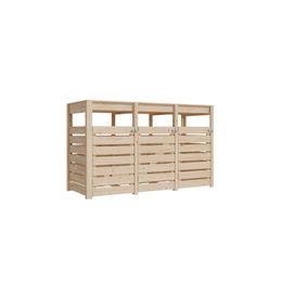 Karibu M&uuml;lltonnenunterstand f&uuml;r 3 M&uuml;lltonnen naturbelassen M&uuml;lltonnenbox Gartenbox 238x143x88 in cm (BxHxL)