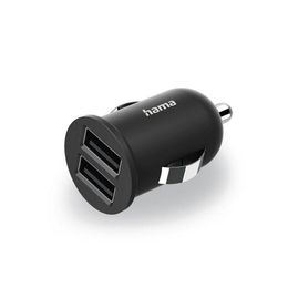 Hama USB Ladegerät, Zigarettenanzünder Auto, Mini Ladeadapter 2 Anschlüsse USB-Ladegerät (1-tlg), schwarz