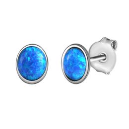 V Ohrstecker 925/- Sterling Silber imit.Opal blau 0,7cm Glänzend