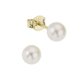 V Ohrstecker 585/- Gold Perle weiß 0,5cm Glänzend