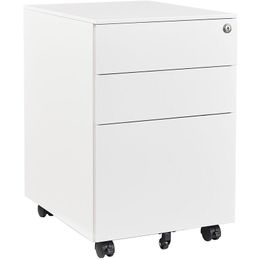 Abschließbarer Schreibtischschrank 39x60 cm - 3 Schubladen - Weiß - Weiß