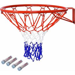 Basketballkorb mit Ring und Nylonnetz, Basketballnetz Standard φ46 cm, Basketballring aus Stahlrahmen, Hnagring für In- und Outdoor Tür- und