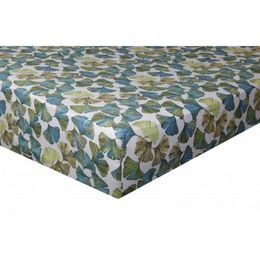 Blanc Avenue Paris - Spannbettlaken aus 100% gekämmtem Baumwollsatin / 80 Fäden /cm² - Spannbettlaken Ginkgo - 90 x 190 cm Mütze von 30 cm - vert