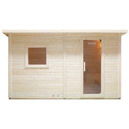 Home Deluxe - Outdoor Saunahaus talo xl - für 5 Personen - Maße: 400 x 217 x 221 cm, Holz: Fichtenholz - inkl. Saunaofen und Saunazubehör i
