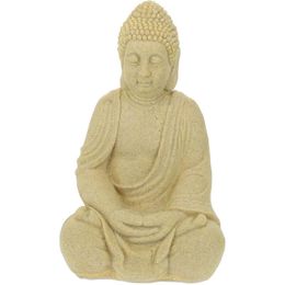 Xl Buddha Figur sitzend, 50 cm hoch, Feng Shui, Outdoor, Garten Dekofigur, wetterfest, Zen Buddha Statue, sand - Relaxdays
