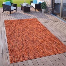 Paco Home - Outdoor Teppich Balkon Terrasse Küchenteppich Rauten Muster 3D Optik Rot Orange 120x160 cm