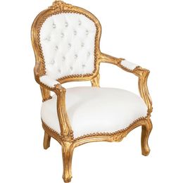 Biscottini Barocker Bettsessel 73x50x51 cm Louis xvi Stuhl Französischer Stil Polstersessel Zimmer Mini-Sessel mit Armlehnen