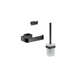 Emco - Loft WC-Set, Bürstengarnitur, Papierhalter, Doppelhaken, schwarz, 059813300 - 059813300