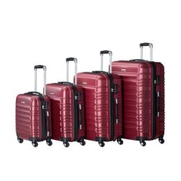 Juskys Hartschale Kofferset Rom Reisekoffer 4 teilig - Zahlenschloss, 360° Rollen - Rot