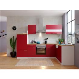 respekta Winkelküche KBL280WRCG 280 cm Weiß - Rot