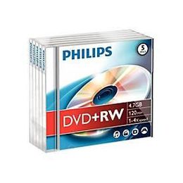 Philips DW4S4J05F - 5 x DVD+RW - 4.7 GB (120 Min.) 1x - 4x - Jewel Case (Schachtel)