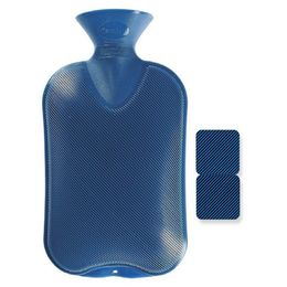 Fashy Wärmflasche Wärmflasche Kunststoff Blau Doppellamelle 2L Fashy 6460-54