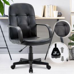 Vendomnia - Bürostuhl - ergonomisch, höhenverstellbar, mit Armlehnen und Rollen, aus Kunstleder, Schwarz - Schreibtischstuhl, Office Stuhl,