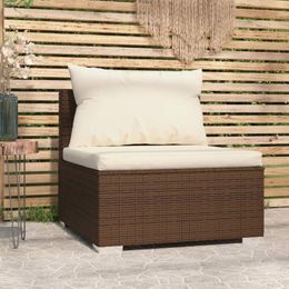 Garten-Mittelsofa Gartensofa Gartenmöbel - Gartenbank mit Kissen Braun Poly Rattan BV597038 Bonnevie