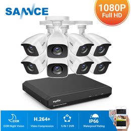 8CH 1080p Sicherheitskamerasystem, 5-in-1 CCTV-DVR-Recorder, wasserdichte kabelgebundene Videoüberwachung, 8 Kameras – keine Festplatte - SANNCE