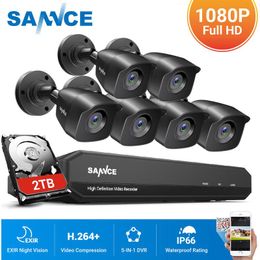SANNCE 1080P Heimvideo-Sicherheitssystem mit 1080N DVR mit 6 Style-B-Kameras – 2 TB Festplatte