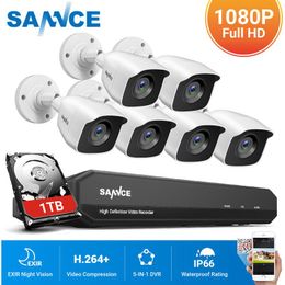 720P Heimvideo-Sicherheitssystem mit 1080N dvr mit 6 Style-C-Kameras – 1 tb Festplatte - SANNCE