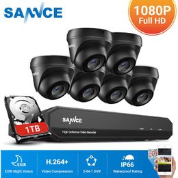 1080P Heimvideo-Sicherheitssystem mit 1080N dvr mit 6 Kameras des Typs a – 1 tb Festplatte - SANNCE