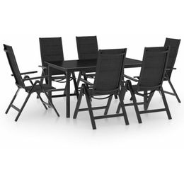 7-tlg. Gartenmöbel Set Sitzgruppe Garten mit Tisch und Stühlen - Aluminium Anthrazit BV604015 Bonnevie