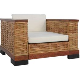 Sessel Relaxsessel - Fernsehsessel mit Auflagen Braun Natur Rattan BV172756 Bonnevie