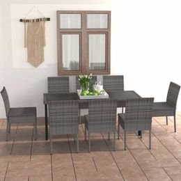 9-tlg. Gartenmöbel Set Sitzgruppe Garten mit Tisch und Stühlen - Poly Rattan Grau BV944823 Bonnevie