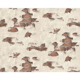 Stein Kacheln Tapete EDEM 819DN56 heißgeprägte Vliestapete leicht strukturiert in Spachteloptik matt beige grau reh-braun 10,65 m2 - beige