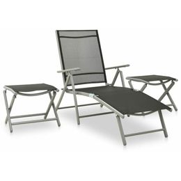 3-tlg. Sitzgruppe Gartenmöbel Set - Balkonmöbel Set Textilene und Aluminium Silbern BV637085 Bonnevie