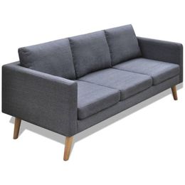 Sofa 3-Sitzer Sofa Couch Wohnzimmersofa - Stoff Dunkelgrau BV948794 Bonnevie