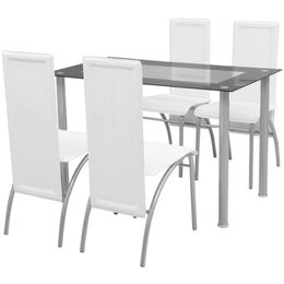 Bonnevie - 5-tlg. Essgruppe Sitzgruppe - Esstisch mit 4 Stühlen Weiß BV272770