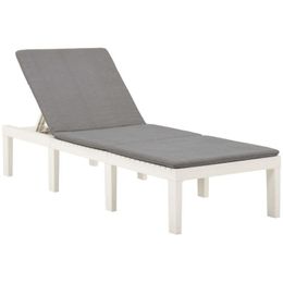 Bonnevie - Sonnenliege Gartenliege Liegestuhl - mit Auflage Kunststoff Weiß BV543000