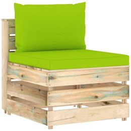 Modulares Mittelsofa Gartensofa - Couch Gartenmöbel mit Kissen Grün Imprägniertes Holz BV125512 Bonnevie