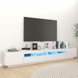 Bonnevie - TV-Lowboard TV-Schrank - Fernsehschrank mit LED-Leuchten Hochglanz-Weiß 260x35x40 cm BV573532