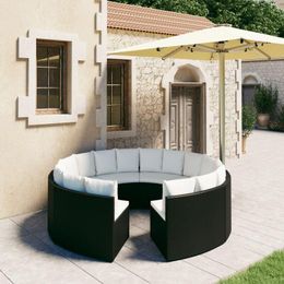 8-tlg. Sitzgruppe Gartenmöbel Set - Sofagarnitur Garten mit Auflagen Poly Rattan Schwarz BV813945 Bonnevie